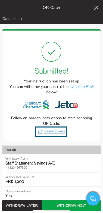 QR Cash – Standard Chartered HK
