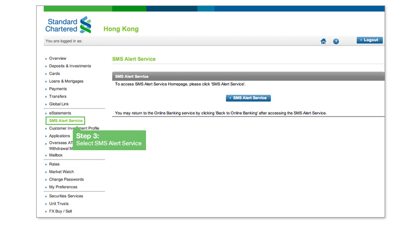 SMS and Email Alerts – Standard Chartered HK