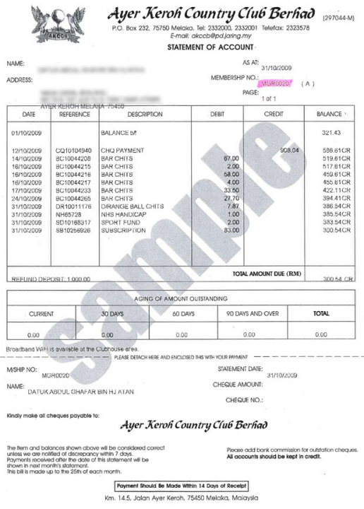 Sample Bills – Standard Chartered Malaysia