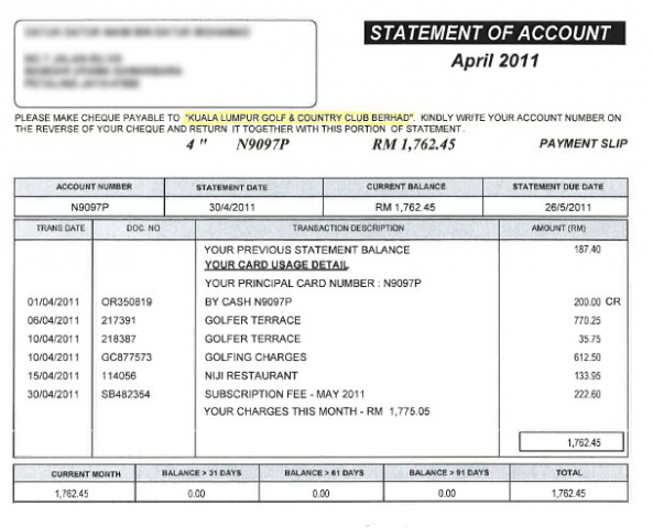 Sample Bills – Standard Chartered Malaysia