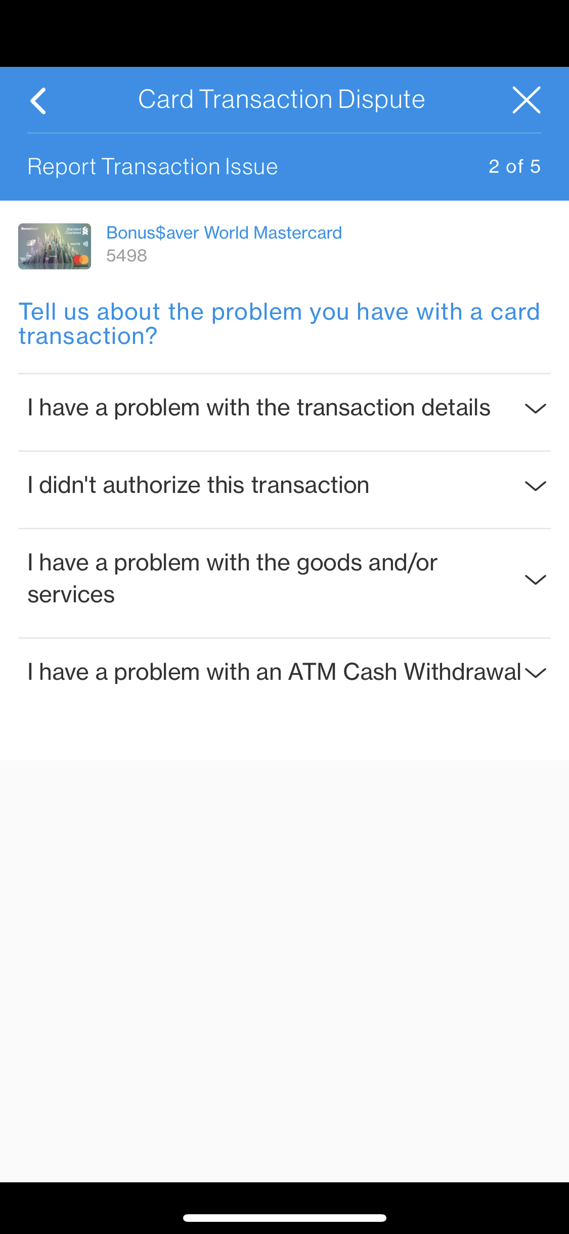 Card Transaction Dispute - Standard Chartered Singapore