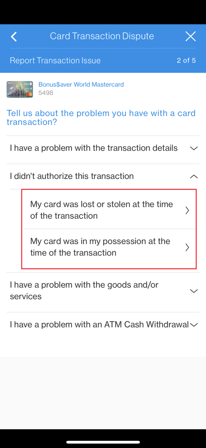 Unauthorized transaction - Standard Chartered Singapore