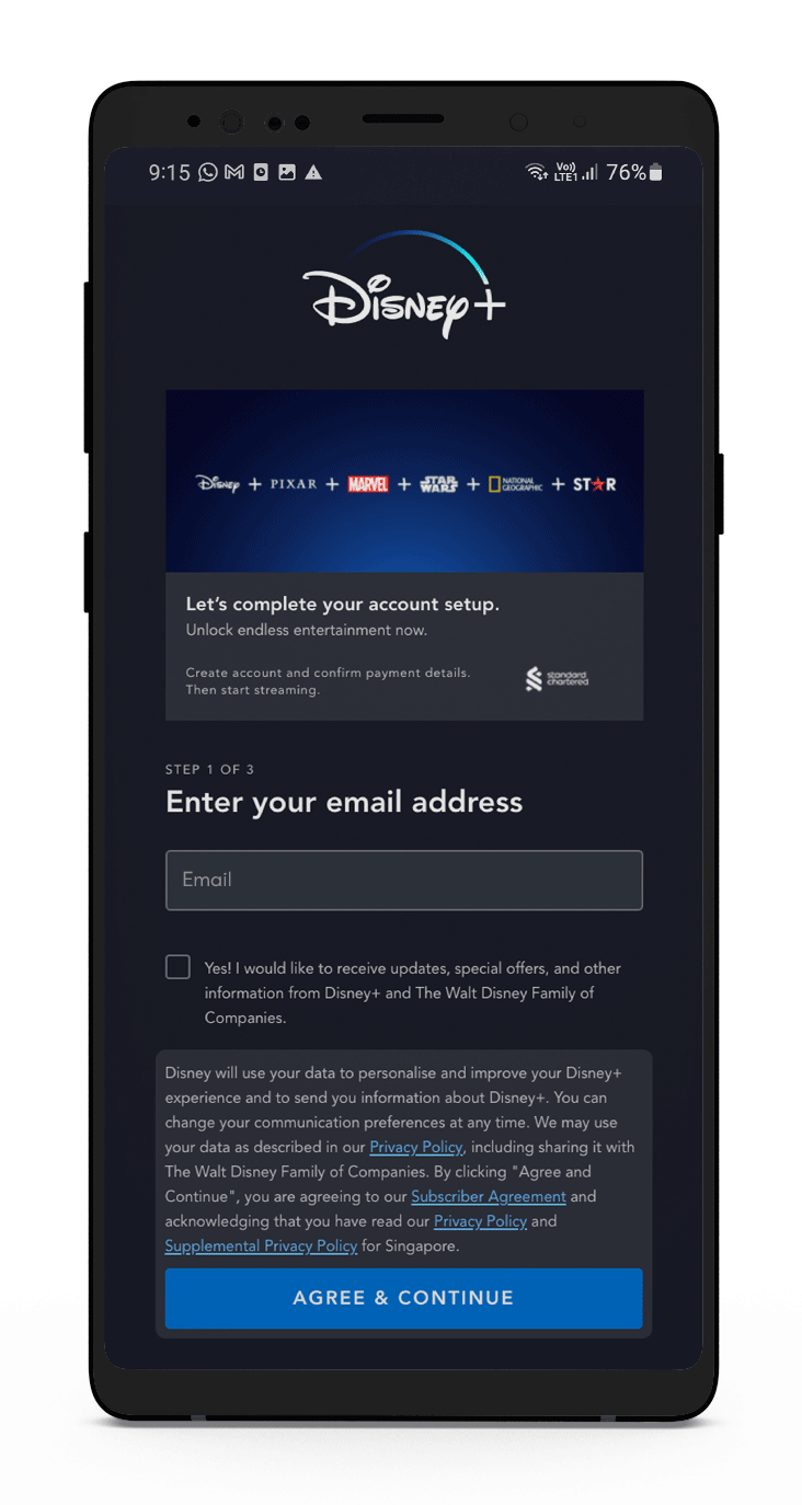 Disney+ Redemption - Standard Chartered Singapore