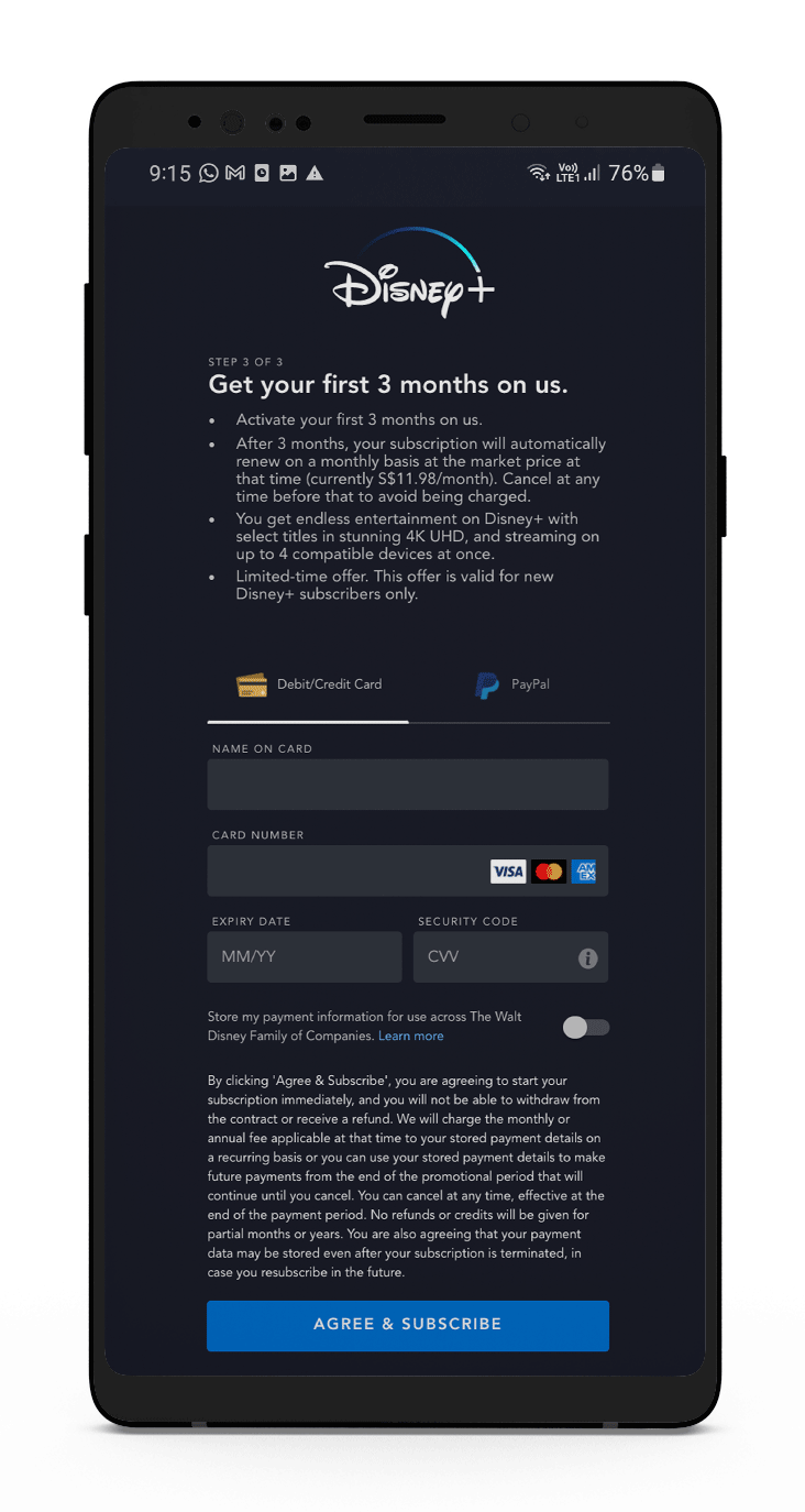 Disney+ Redemption - Standard Chartered Singapore